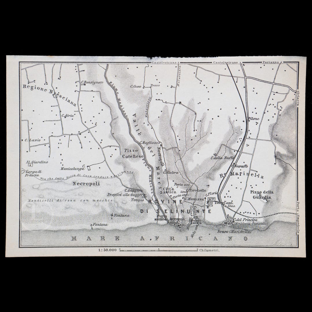 1893 Map of Ruins of SELINUNTE, Ancient GREEK City - Authentic ...