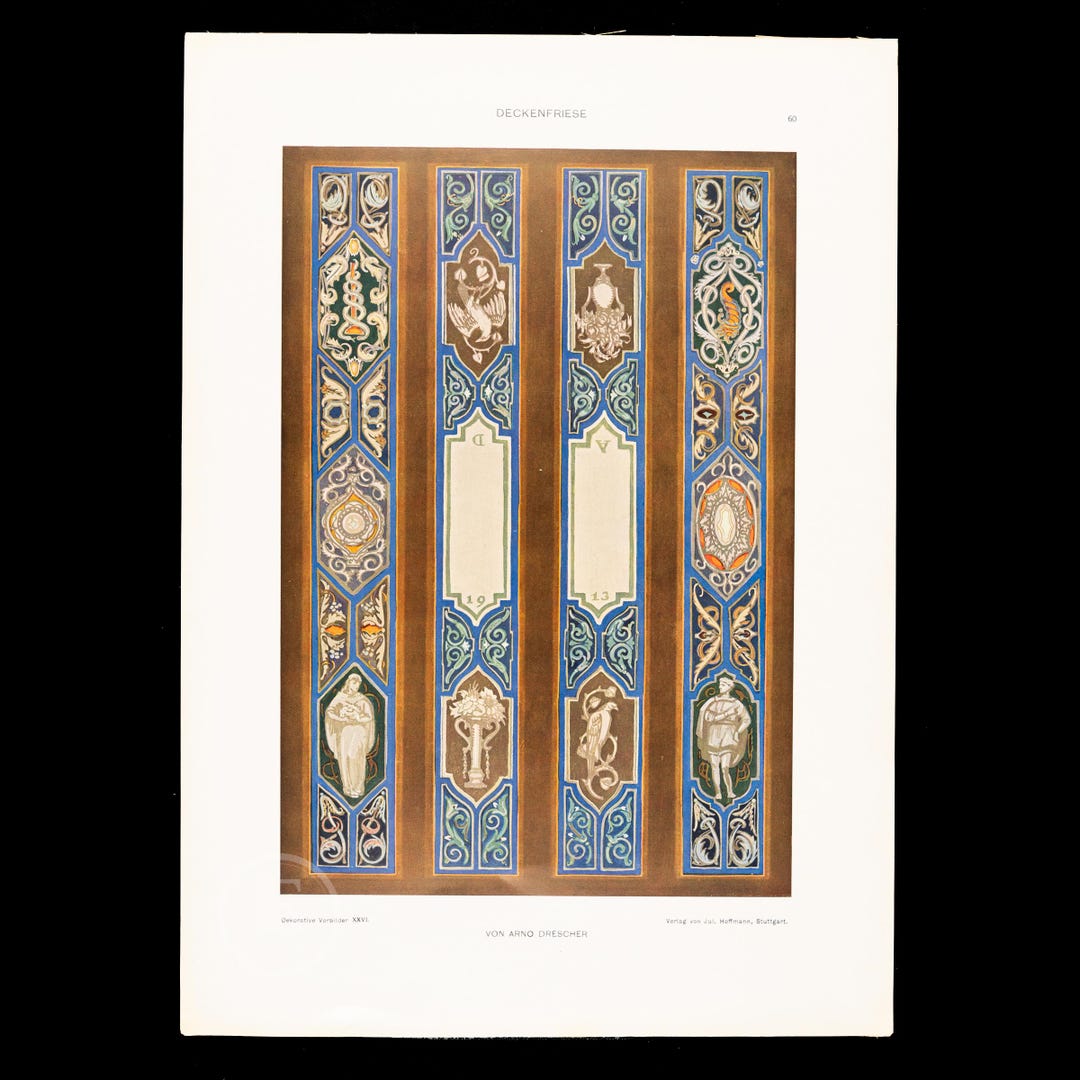 CEILING FRIEZES Offset Lithography 1913 Original Print From Dekorative ...