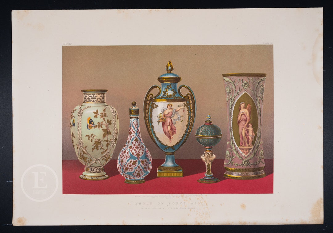 GROUP of PORCELAIN From ENGLAND – Antique Lithograph From Masterpieces ...