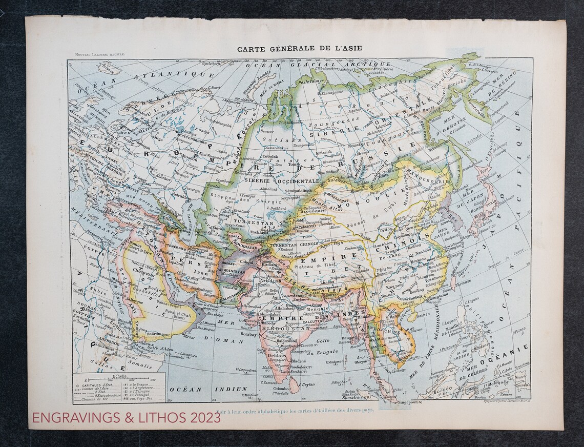 General Map of Asia, Natives of Bangkok, Aphgan, Pekin, Japan From "le ...