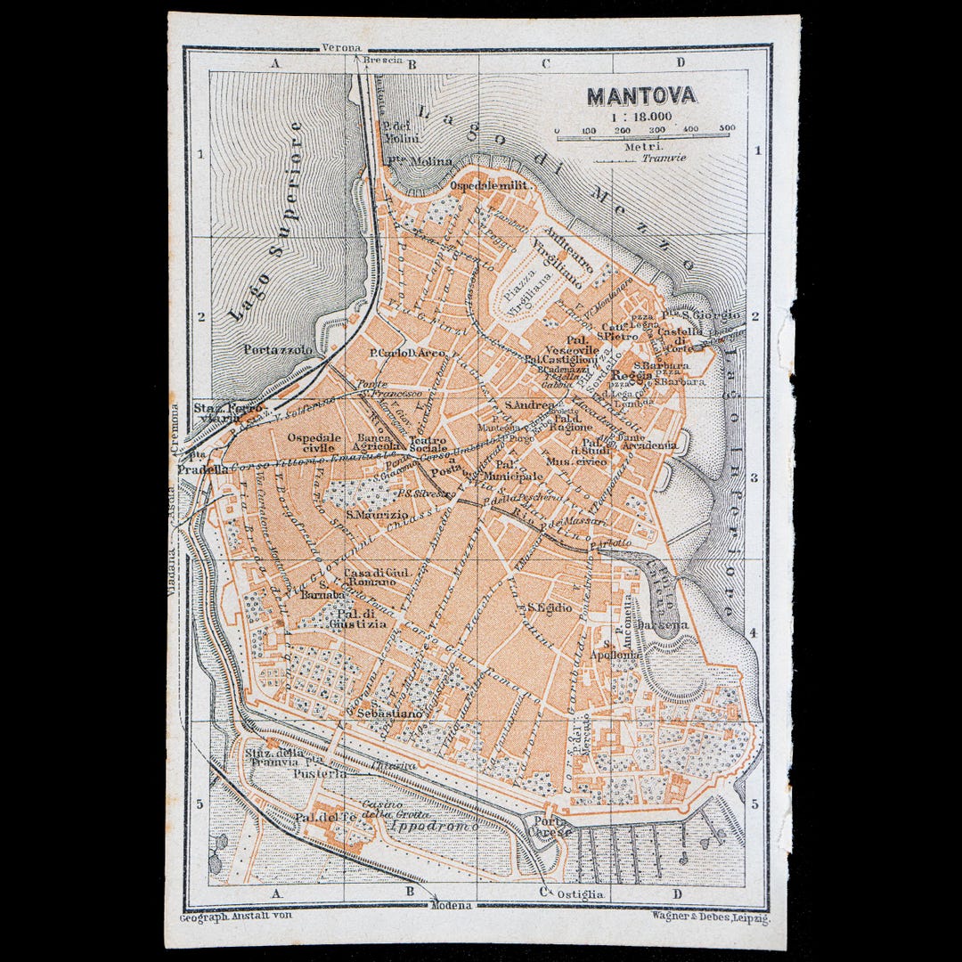 1893 Map of MANTUA, City in LOMBARDY Region, North Italy-authentic ...