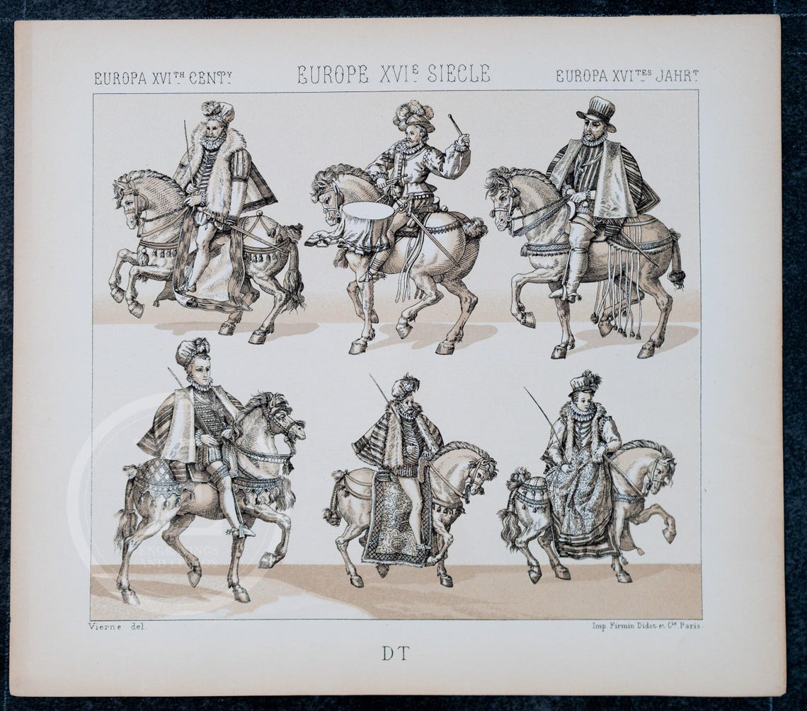 1888 European Nobility Horse Riders Costumes From 16th Century by A ...