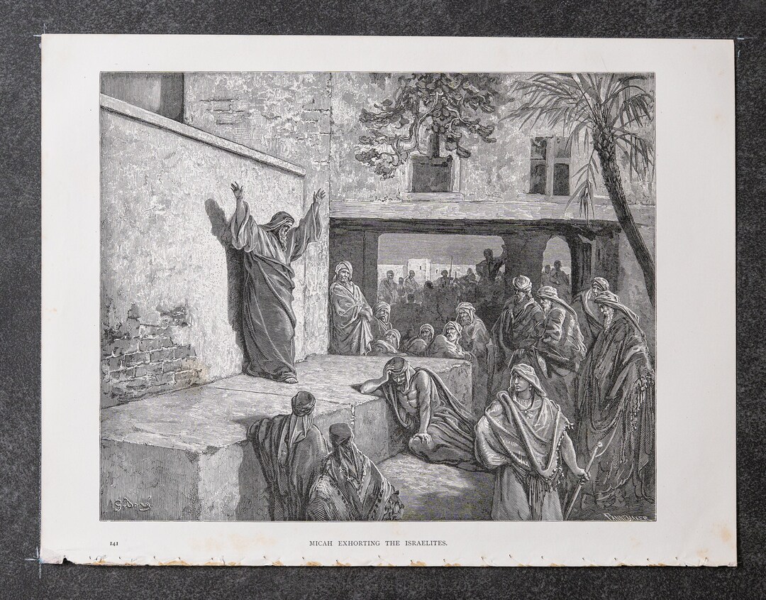 Micah Exhorting the Israelites to Repent - Original Engraving From "the ...