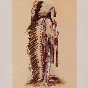 Sioux Indian Warrior in Full War Costume is an Original Color ...