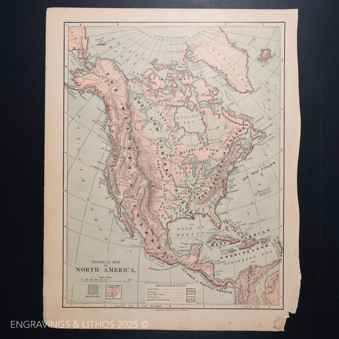 1877 Map of North America - Original Map From Harper and Brothers Atlas ...