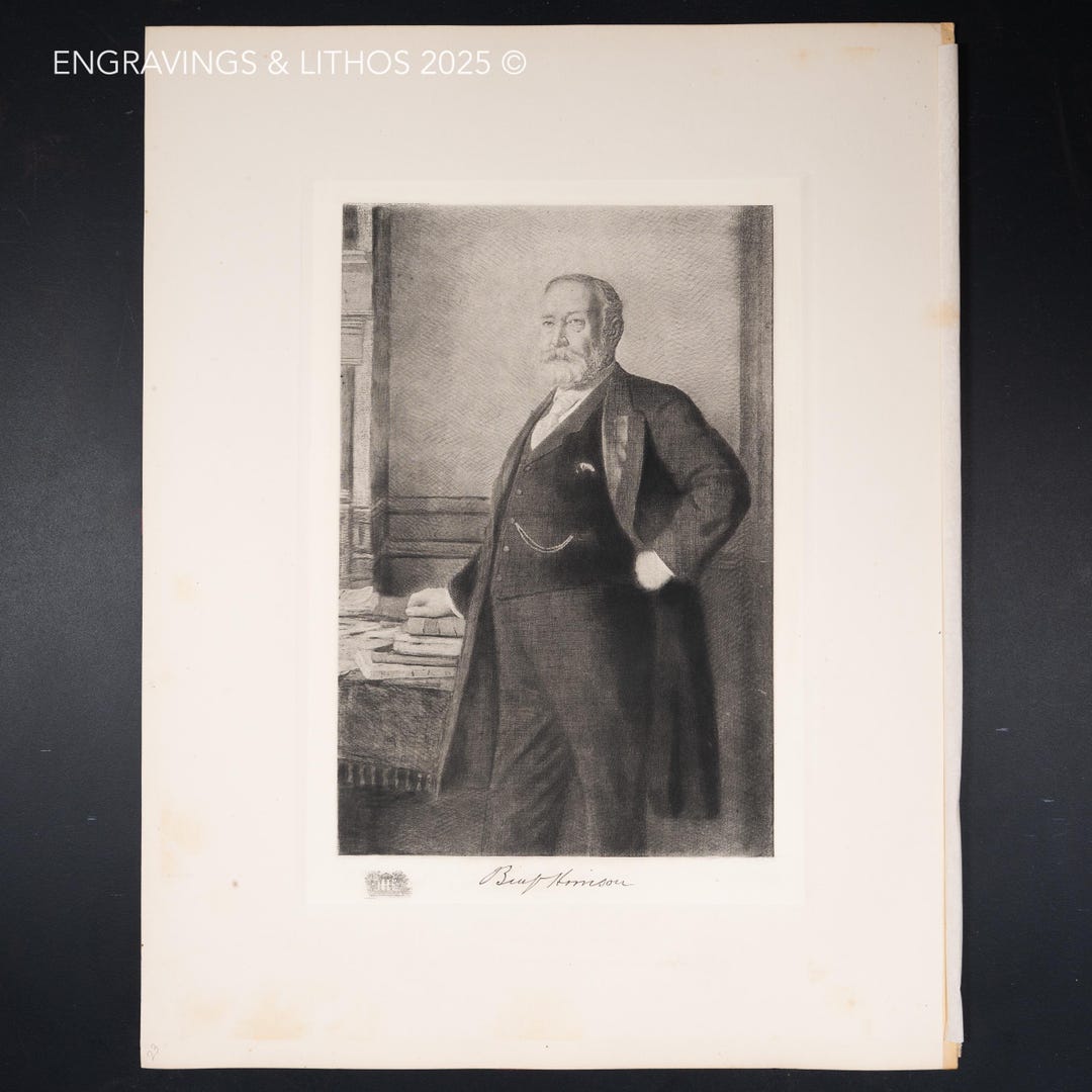 1901 Benjamin Harrison Antique Portrait – 23th U.S. President ...