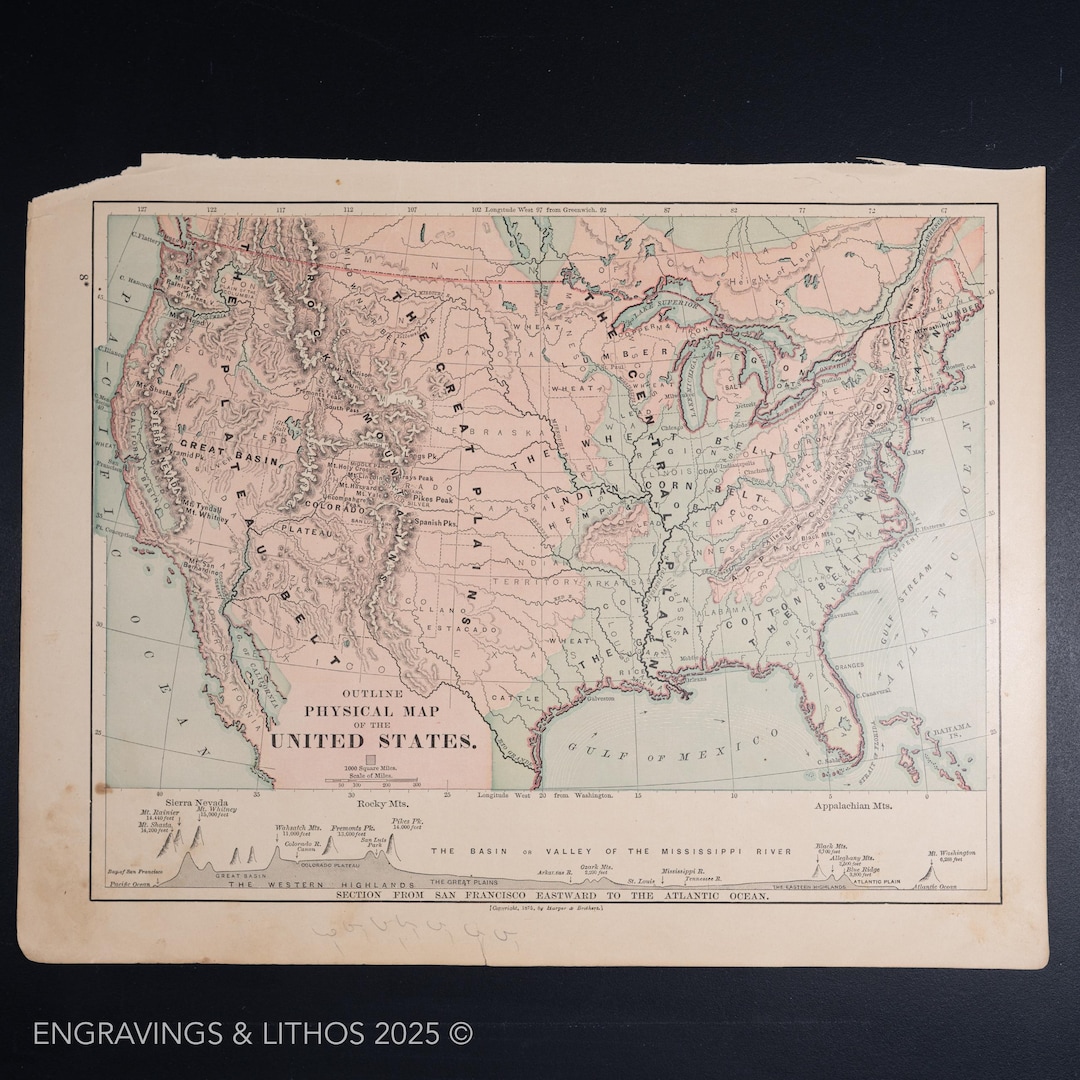 1877 POLITICAL Map of the UNITED STATES - Original Map From Harper and ...