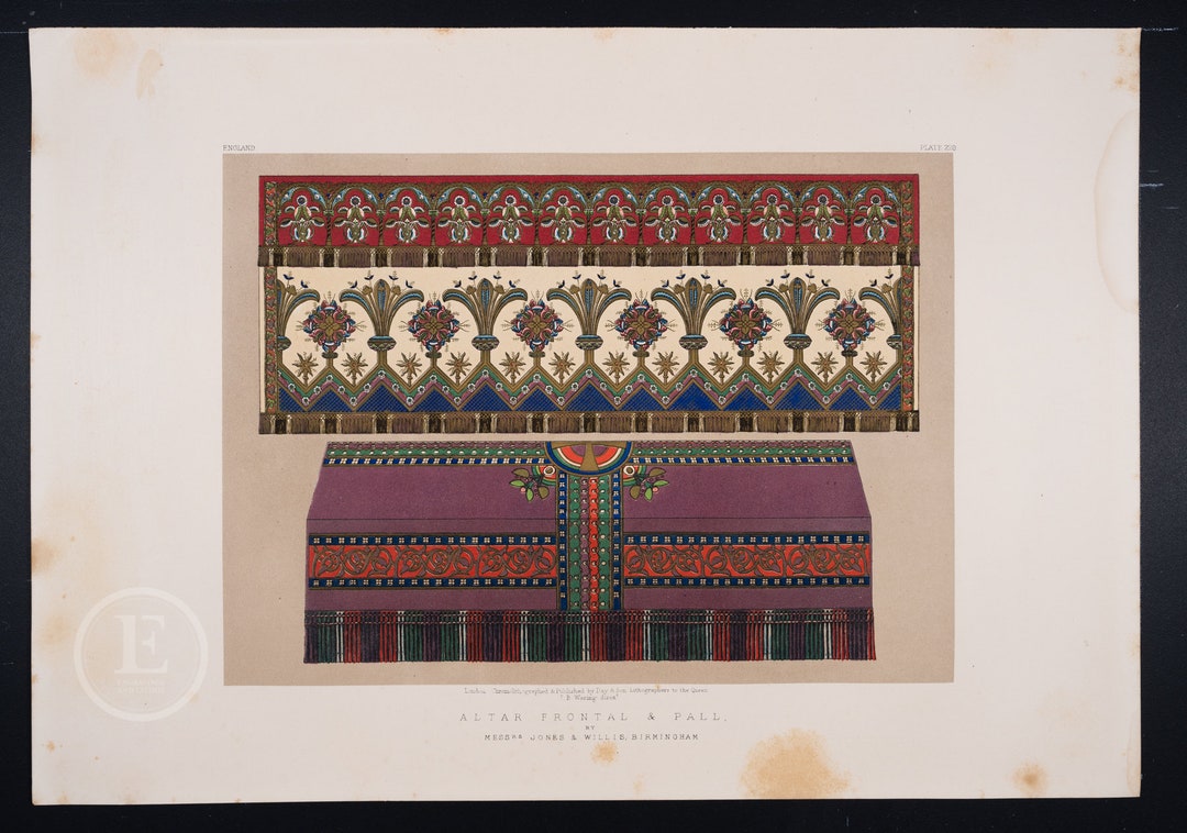 ALTAR FRONTAL and PALL: England - Antique Authentic Lithogrph ...