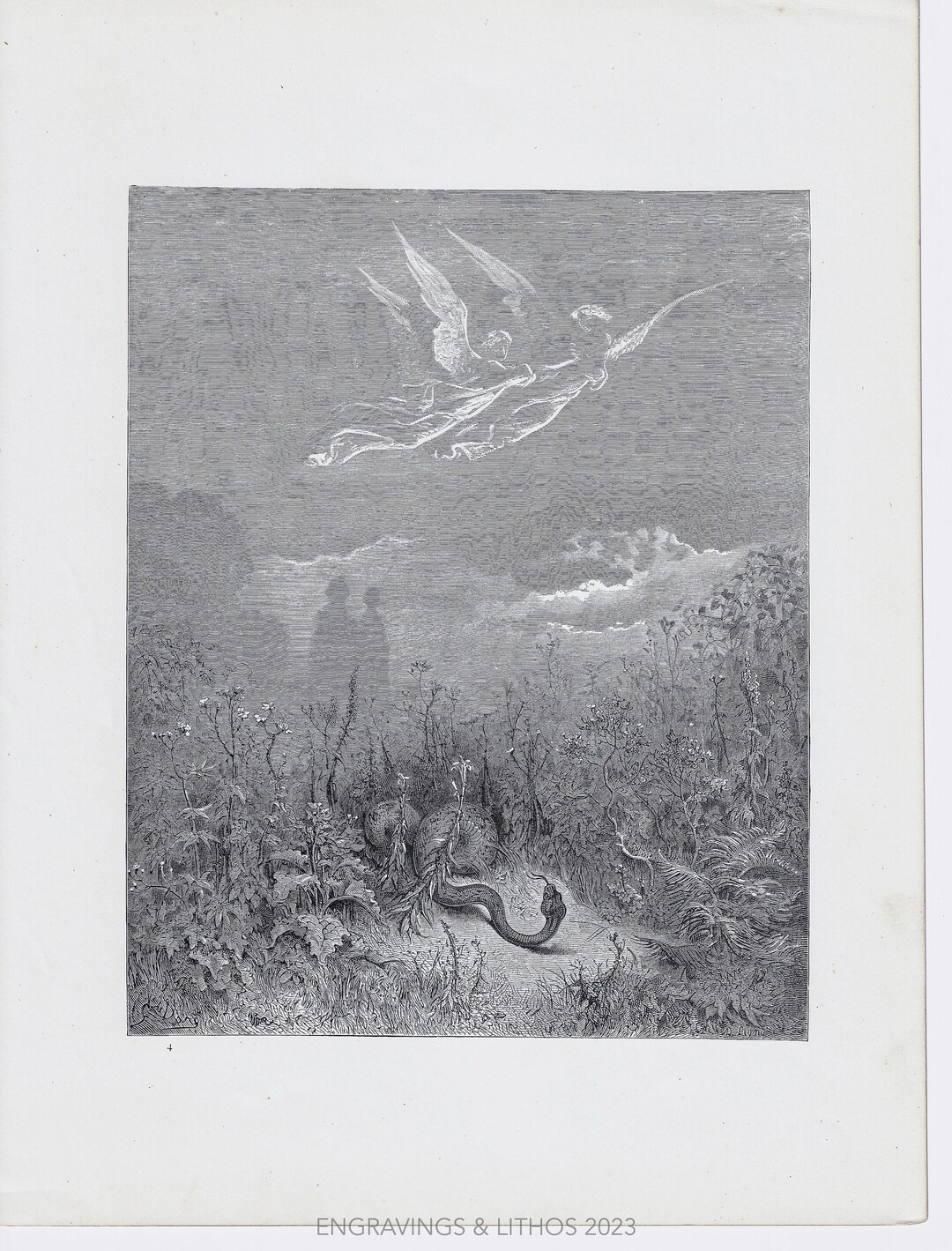 1870 Angels Putting the Serpent to Fight in the Valley of the Rulers ...