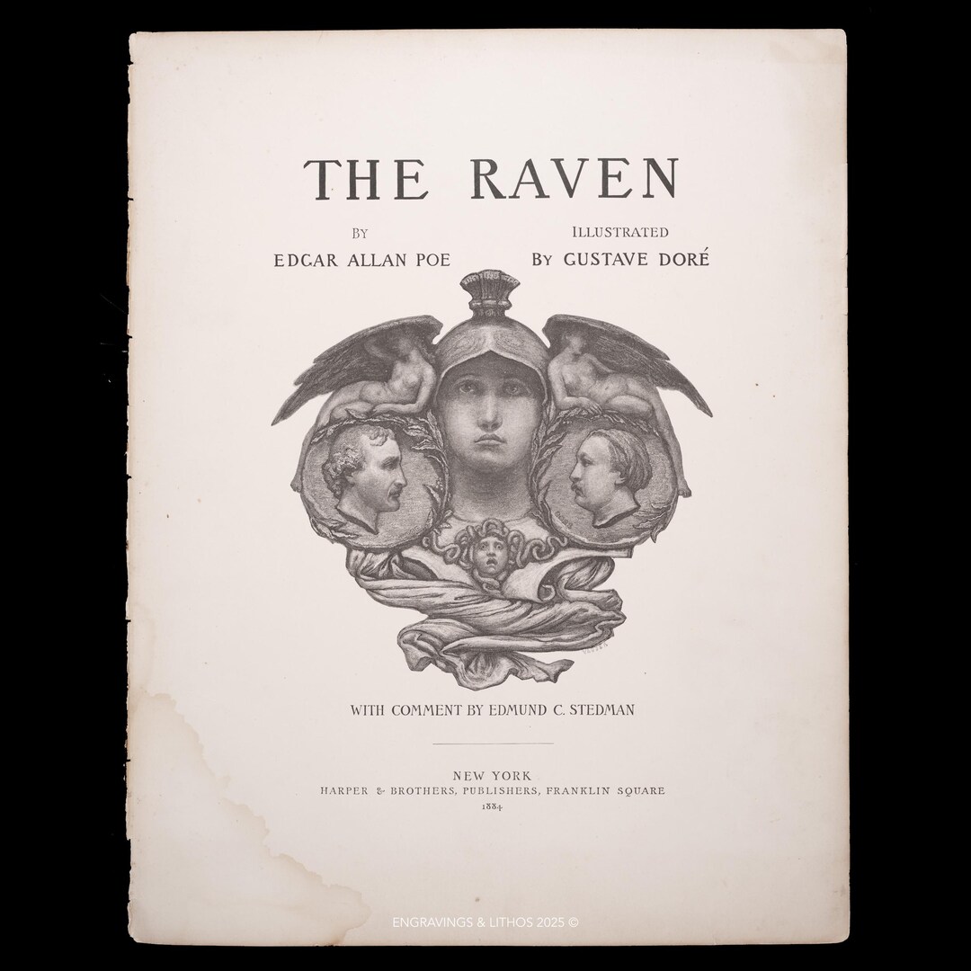 The Raven – 1884 Original Title Page – Edgar Allan Poe – Illustrated by ...