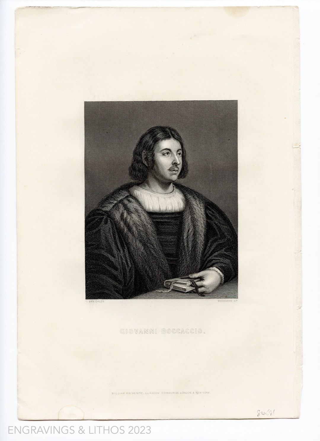 Giovanni Boccaccio, Italian Author - VERY RARE - Original Steel ...