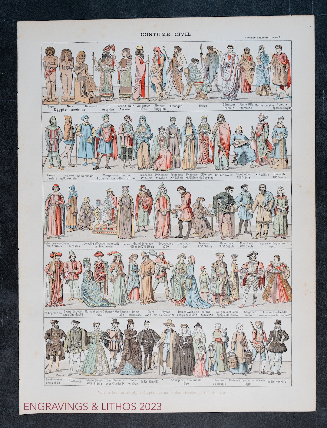1897 Ancient Civil Clothing: Eqyptian, Etruscan, Greek, Roman, French ...