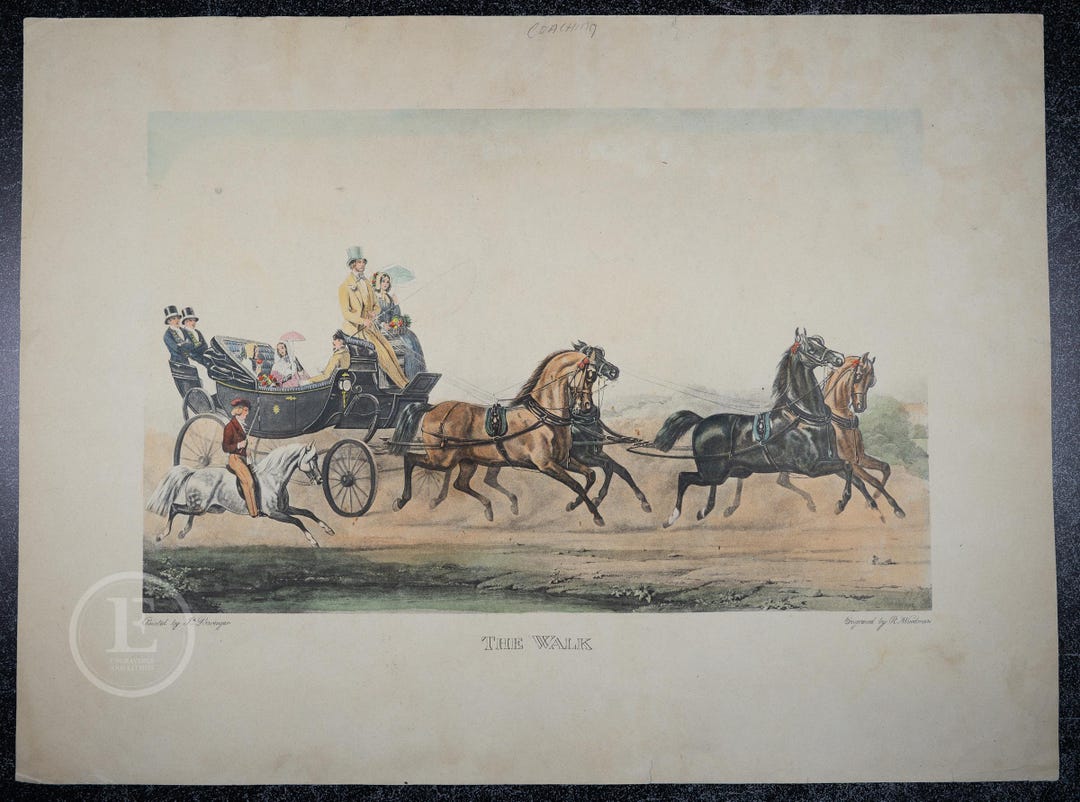 ORIGINAL ETCHING - the Walk, Engraved by R. Woodman (colour Litho) by ...