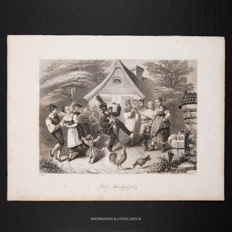 Ca1850 the WEDDING CELEBRATION – Steel Engraving From Payne’s Universum ...