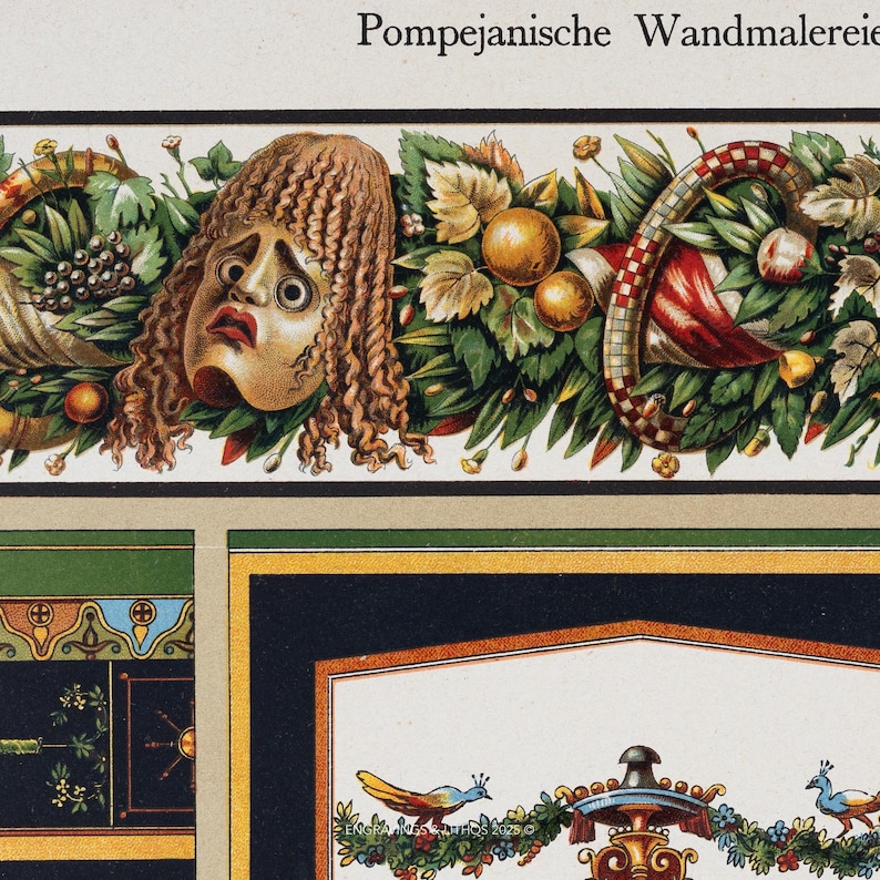PEINTURES MURALES POMPEIAN – Lithographie ornementale de Dekorative ...