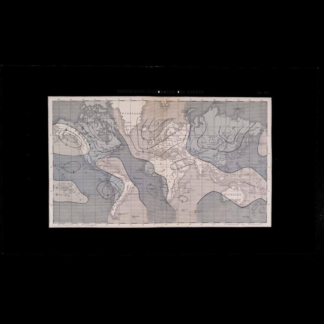 1872 Astronomy Plate: Thermal Anomalies From Johann Müller (original ...
