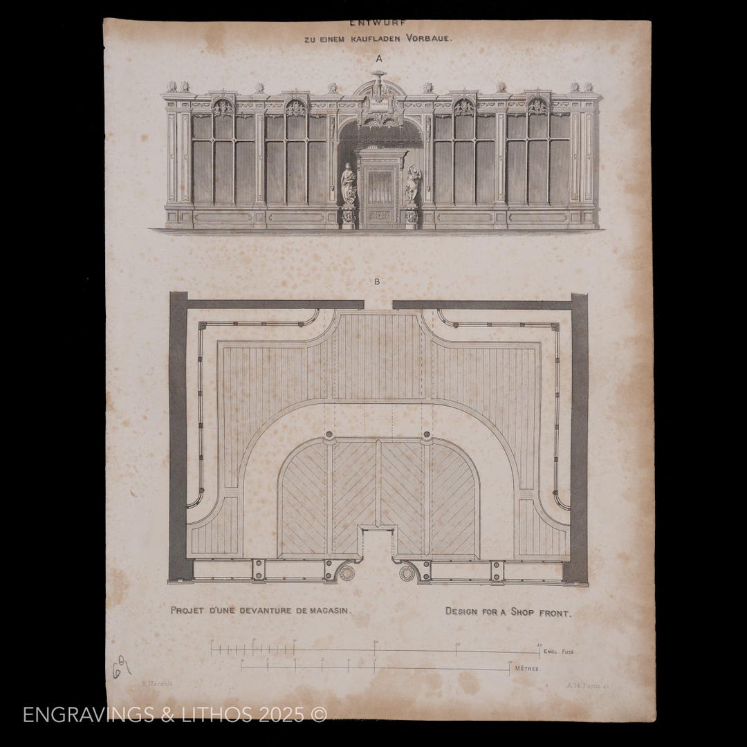 Shop Front Print Antique Engraving - Original Steel Engraving From ...