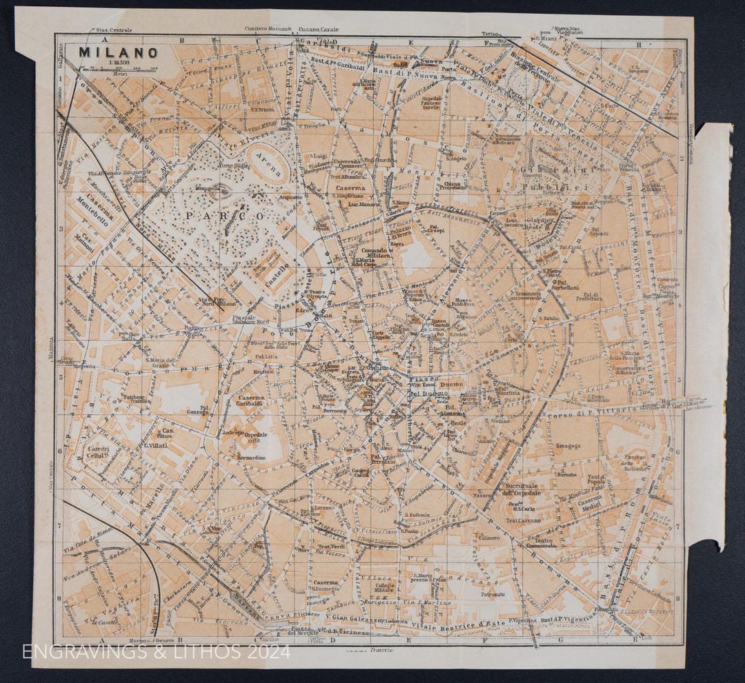 1893 Milan Map Print: Antique Italian City - Original Lithograph - Etsy