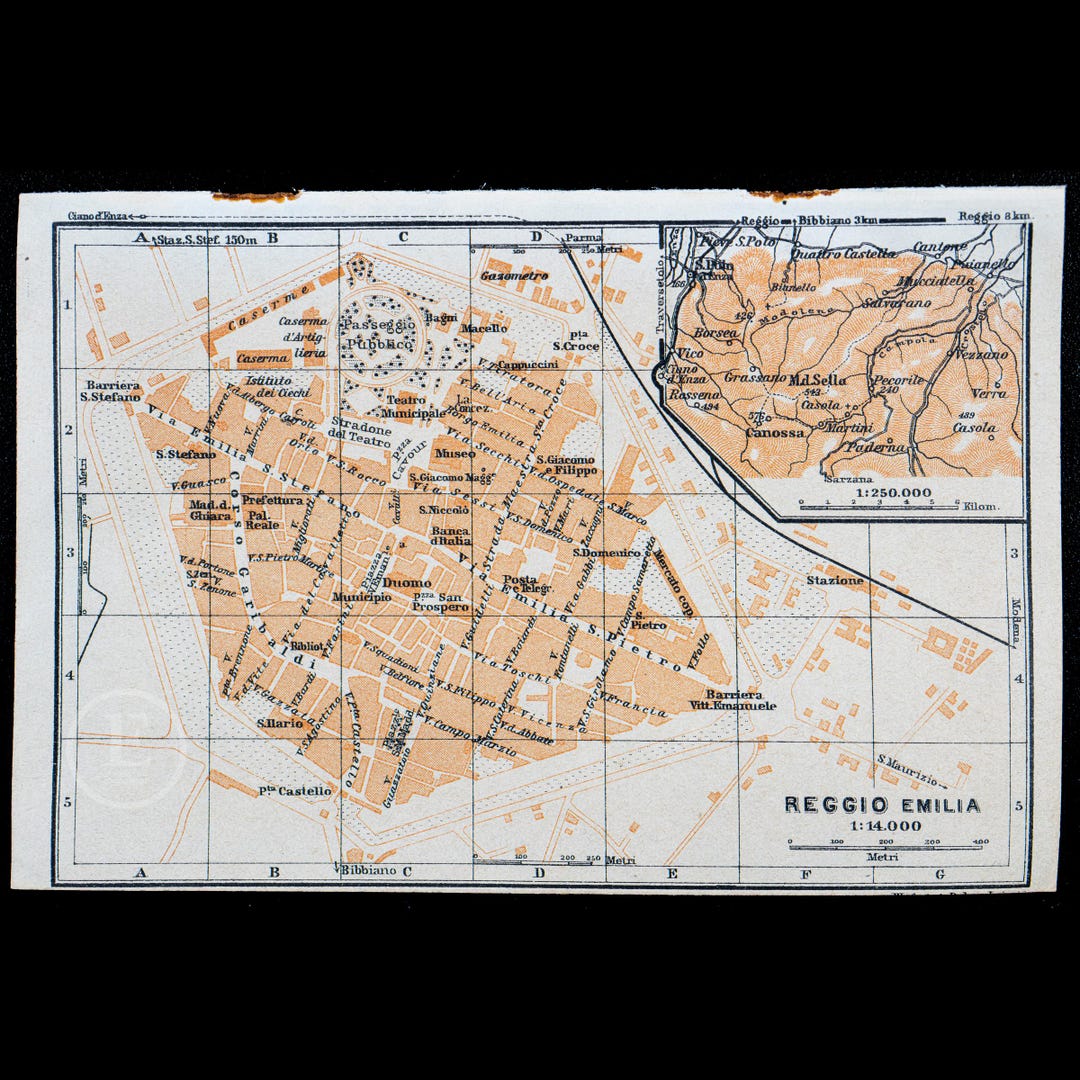 1893 Map of REGGIO EMILIA, in Emilia-romagna, ITALY - Authentic ...
