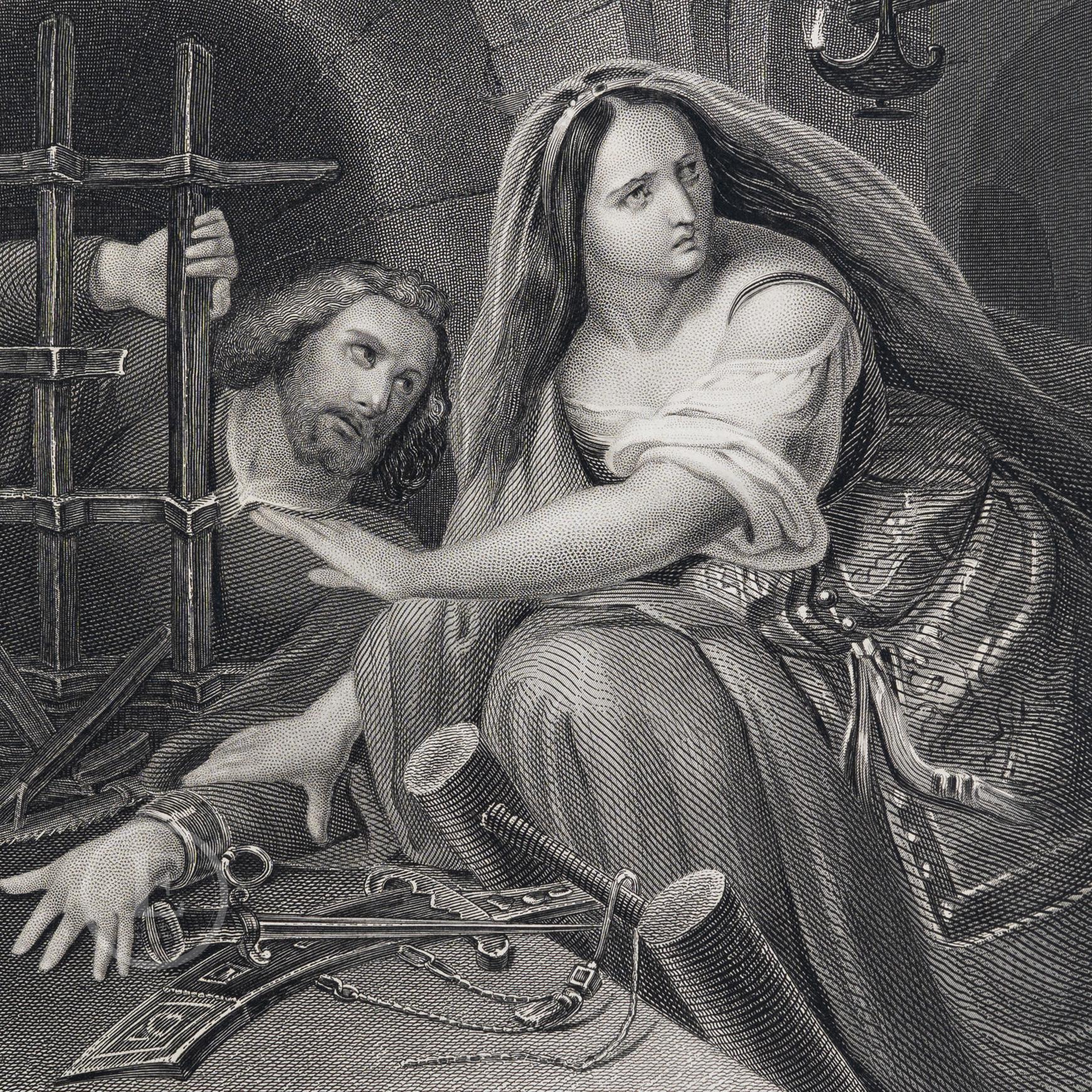 1855 THE RESCUE - Black and White Steel Engraving by Albert Henry Payne ...
