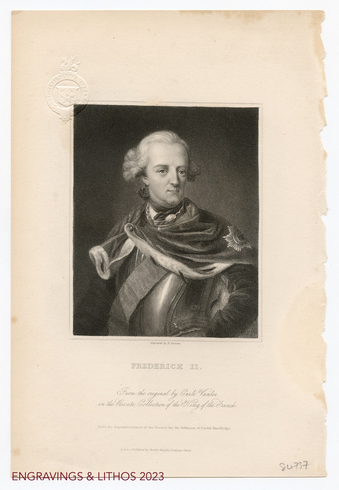 1884 - Frederick the Great Portrait – Steel Engraving From the Imperial ...