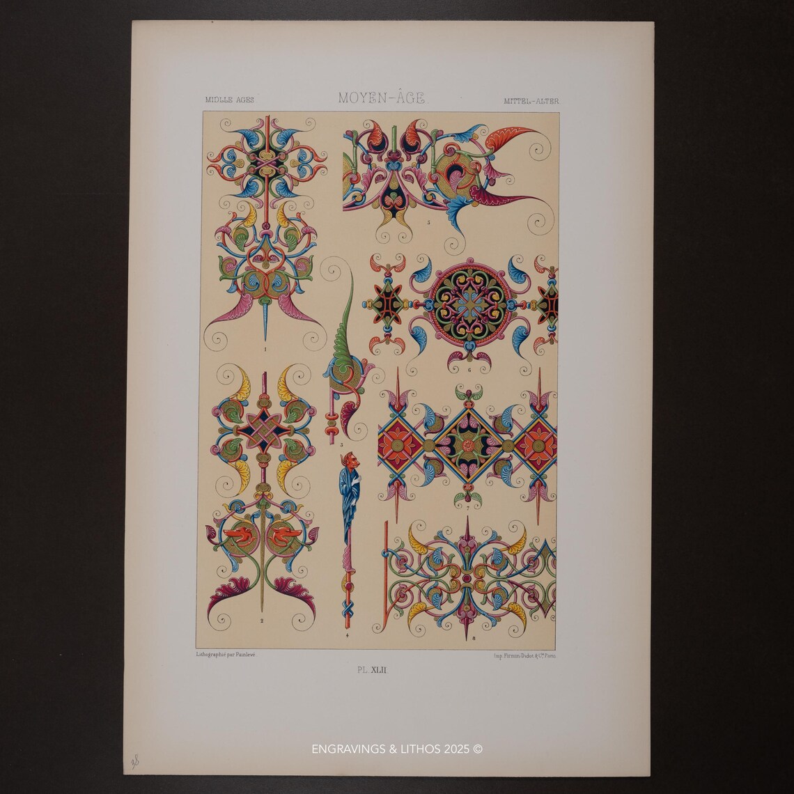 1897 Middle-age Pattern Lithograph by Racinet – Antique Decorative ...