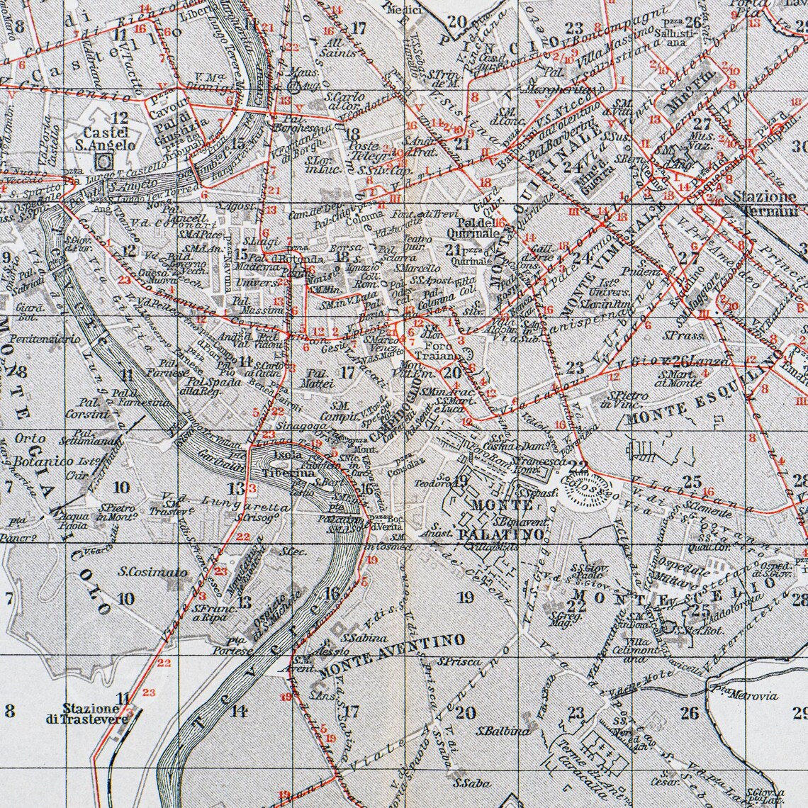 1893 Rome Map Print: Antique Italy Cartography (original Lithograph) - Etsy