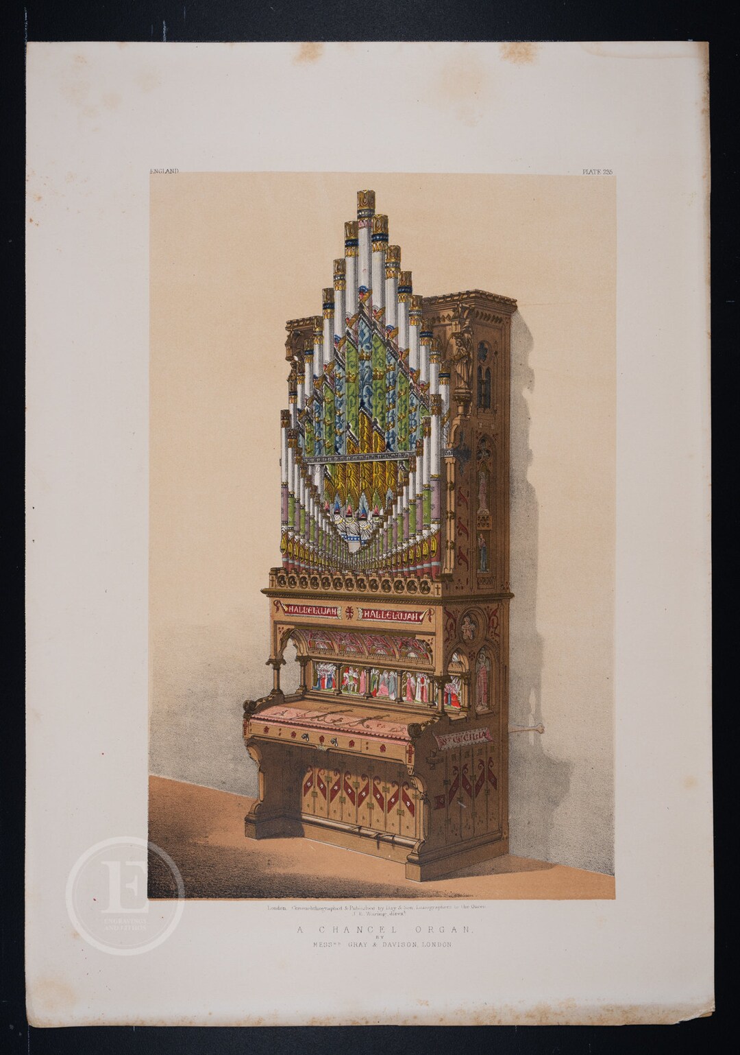 CHANCEL ORGAN From ENGLAND - Antique Authentic Lithogrph Masterpieces ...
