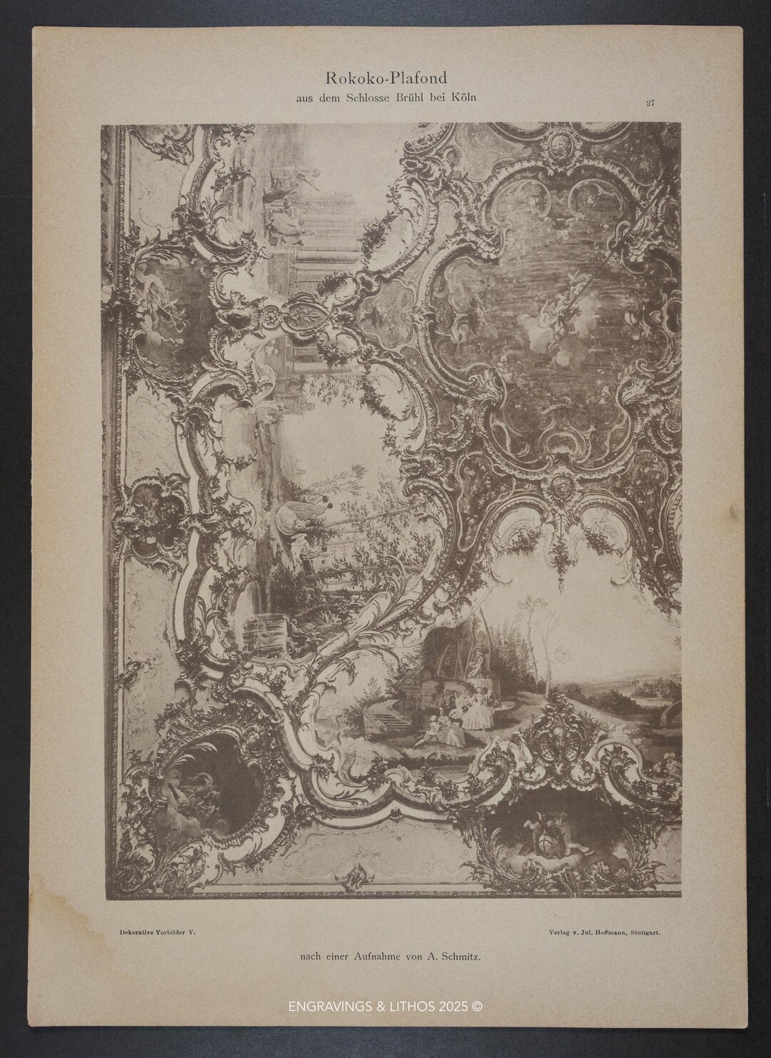 ROCOCO CEILING DESIGN – Decorative Lithograph Metallic Gold Ink ...