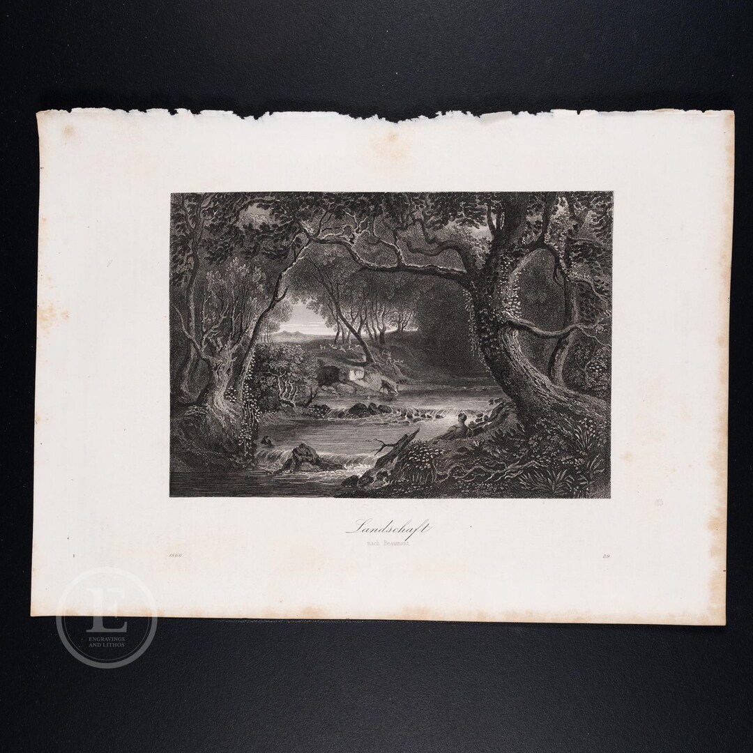 1866 LANDSCAPE by George Howland Beaumont - Very Rare Plate From "book ...