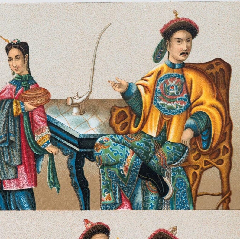 1888 Chinese Family Members by A.racinet Lithograph - Original Print - Etsy