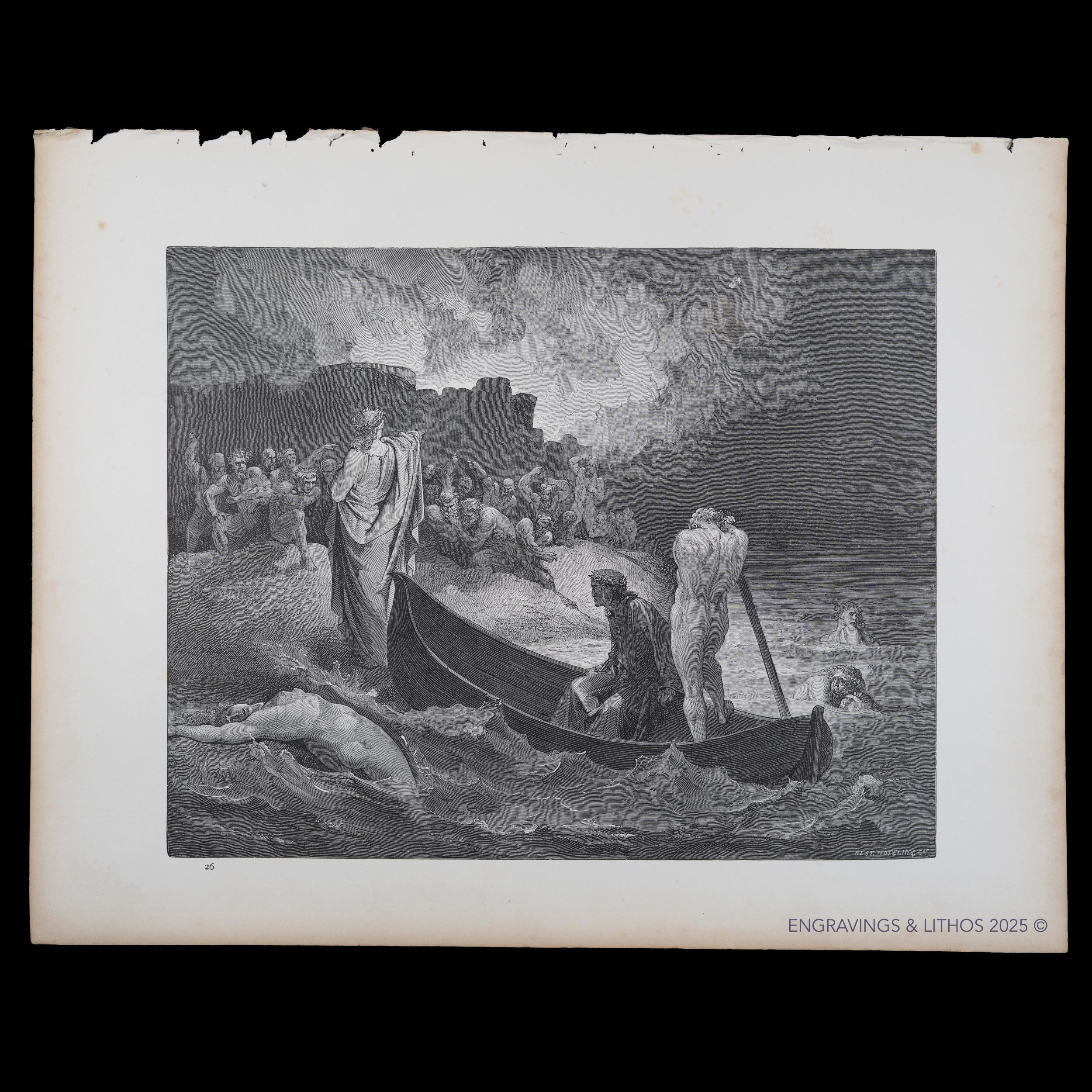 1880 ARRIVING at the CITY of DIS – Original Print From "the Vision of ...
