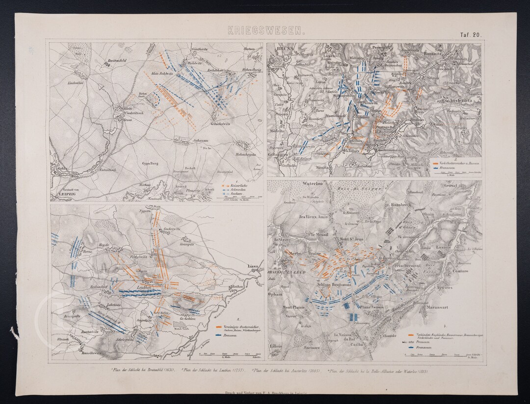 Battle Plans of Military Operations - Exquisite Cooper Engraving Print ...