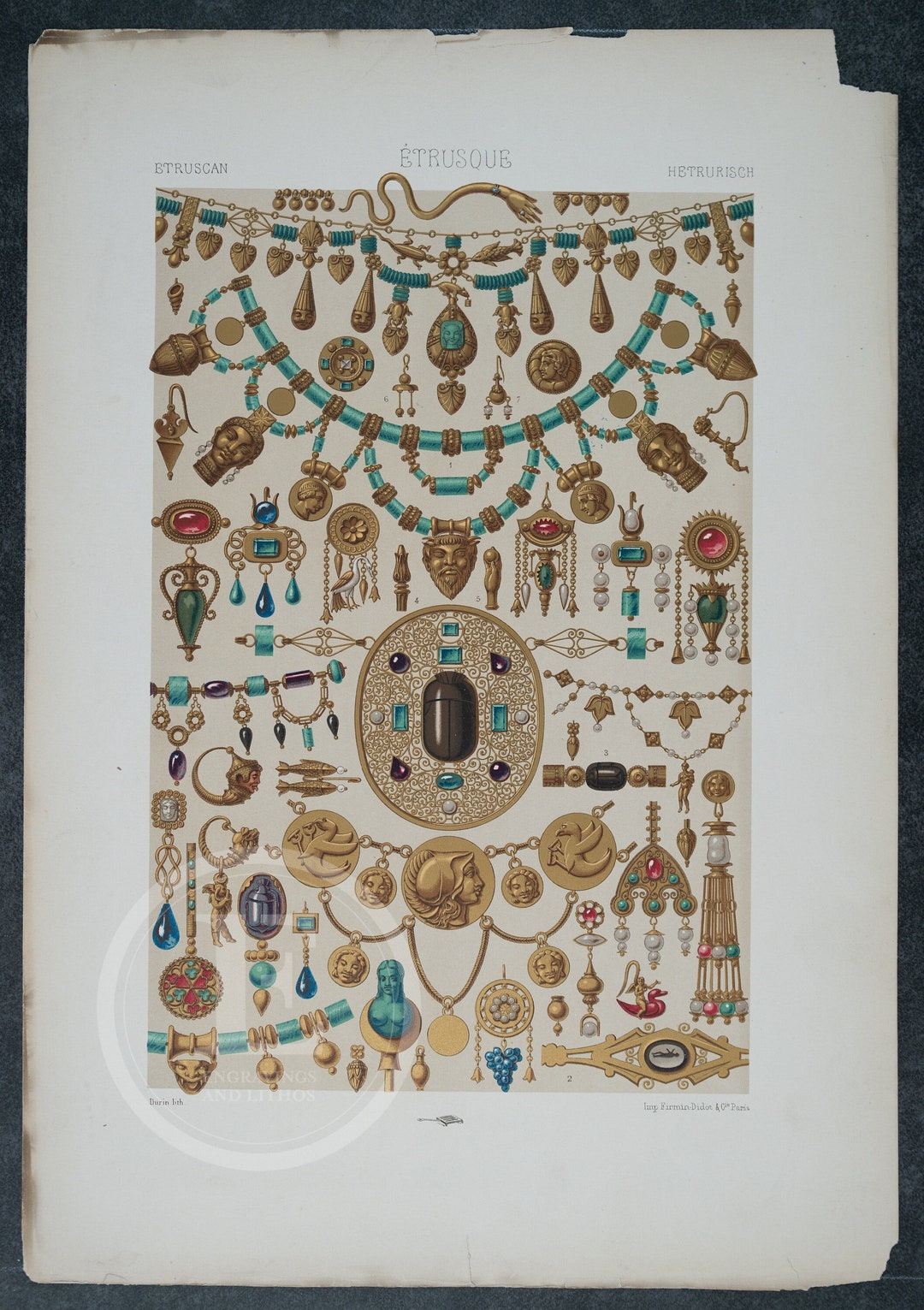 Antique Print Etruscan Pattern Manuscripts Decoration by Racinet ...