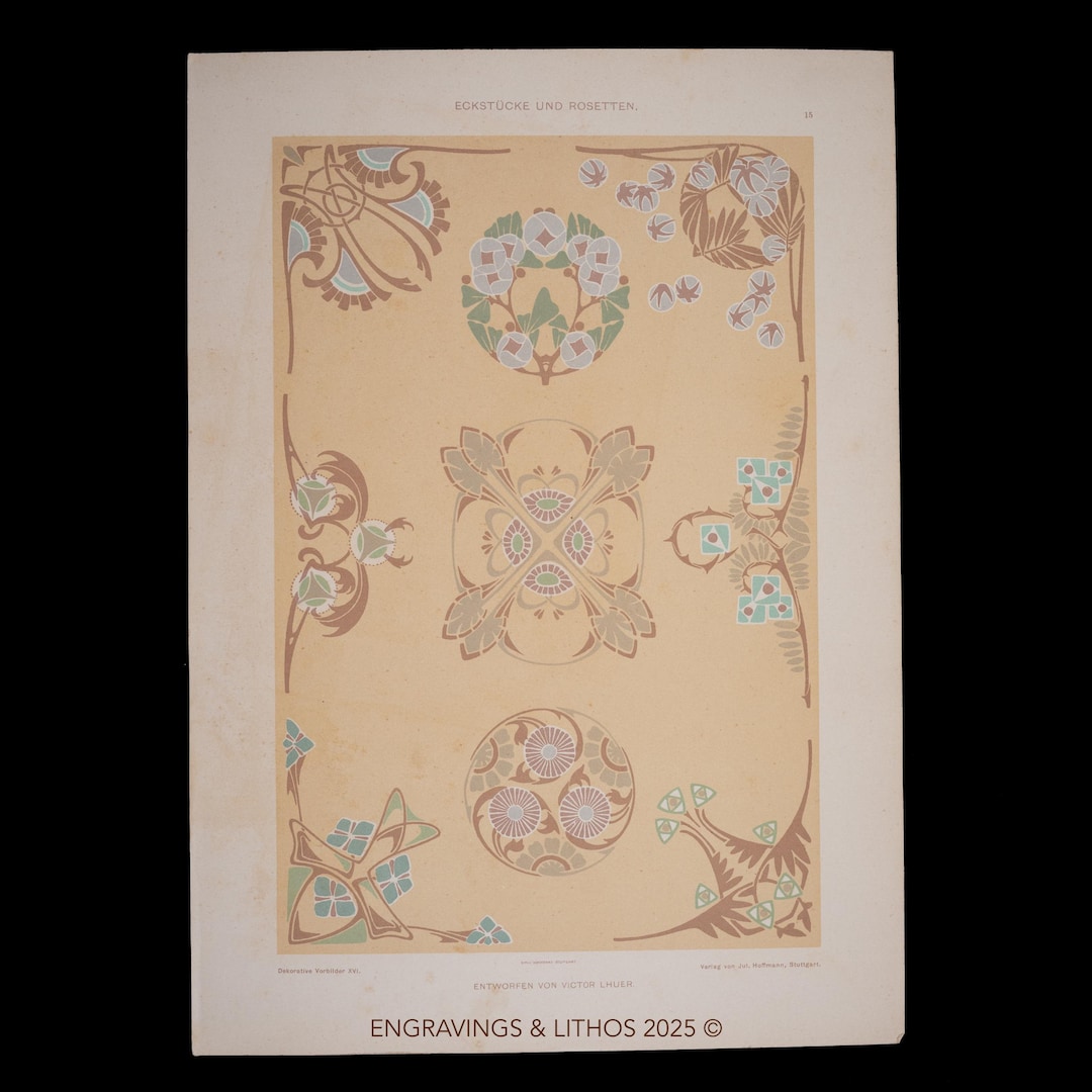 1904 CORNER and ROSETTE DESIGNS - Victor Lhuer – Early Art Nouveau ...