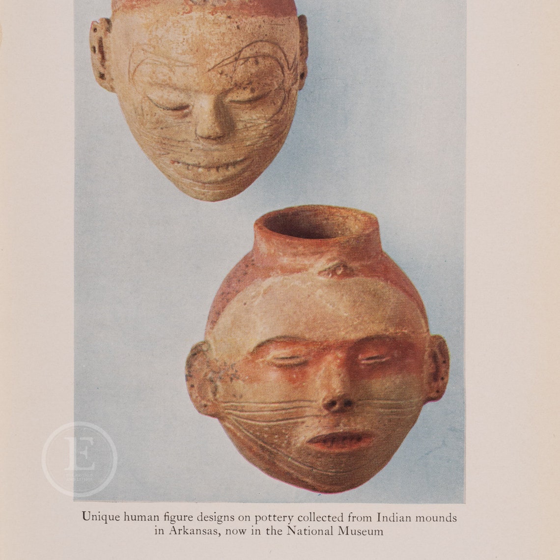 Unique Human Figure Designs on Pottery Collected From Indian Mounds in ...