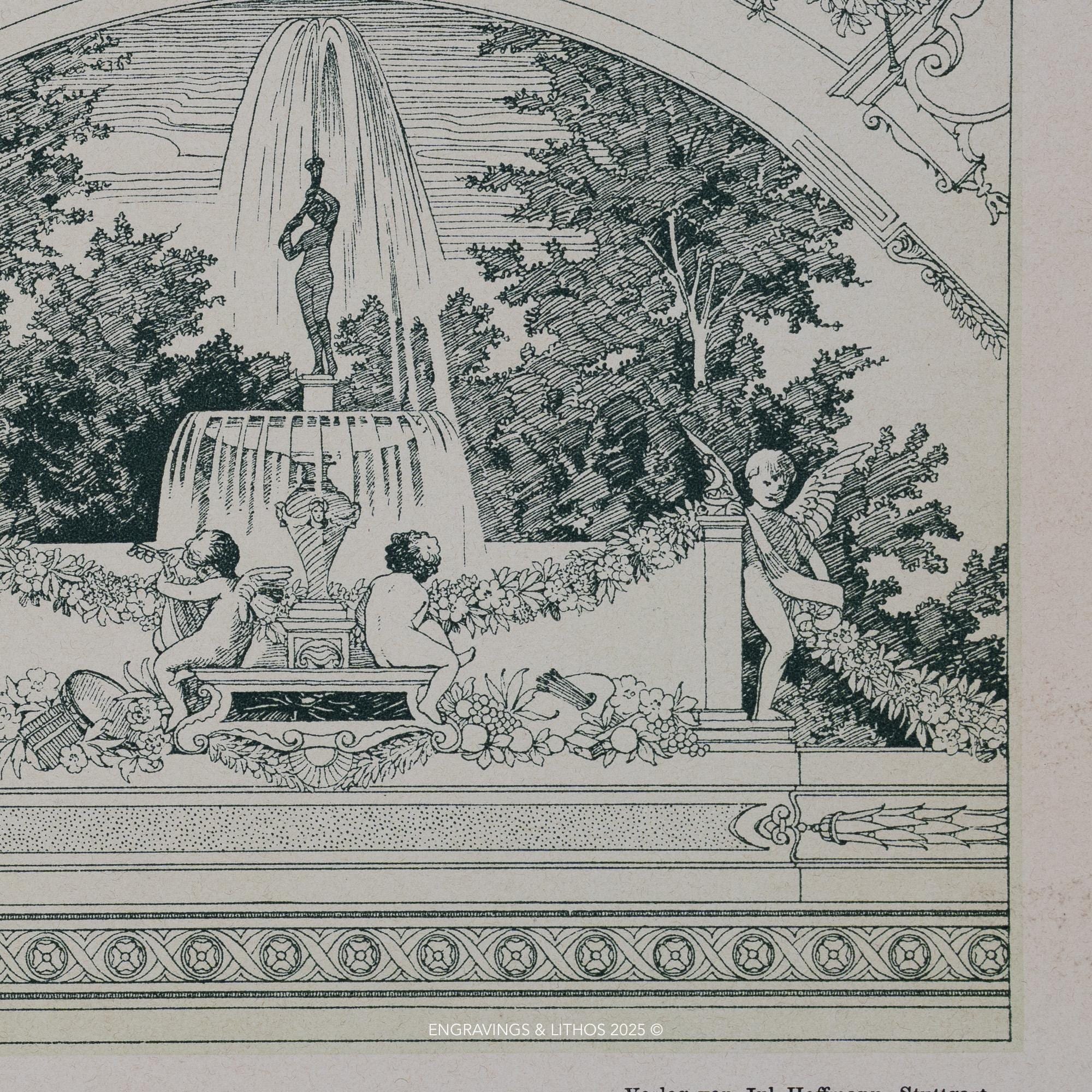 MODERN CEILING SKETCH – Ornamental Lithograph From Dekorative Vorbilder ...