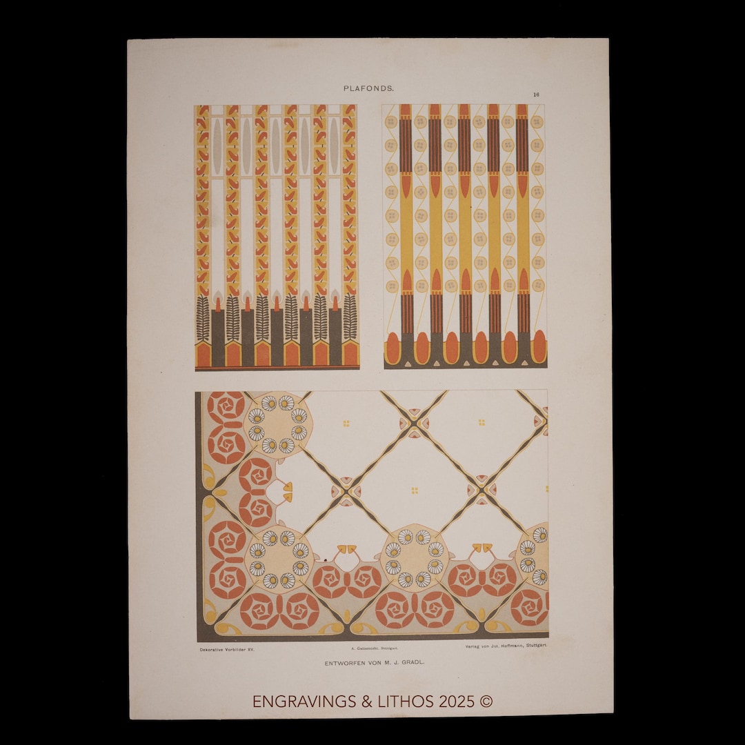 1903 CEILING DESIGNS -M. J. Gradl – Early Art Nouveau Decorative ...