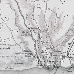 1893 Map of Ruins of SELINUNTE, Ancient GREEK City - Authentic ...