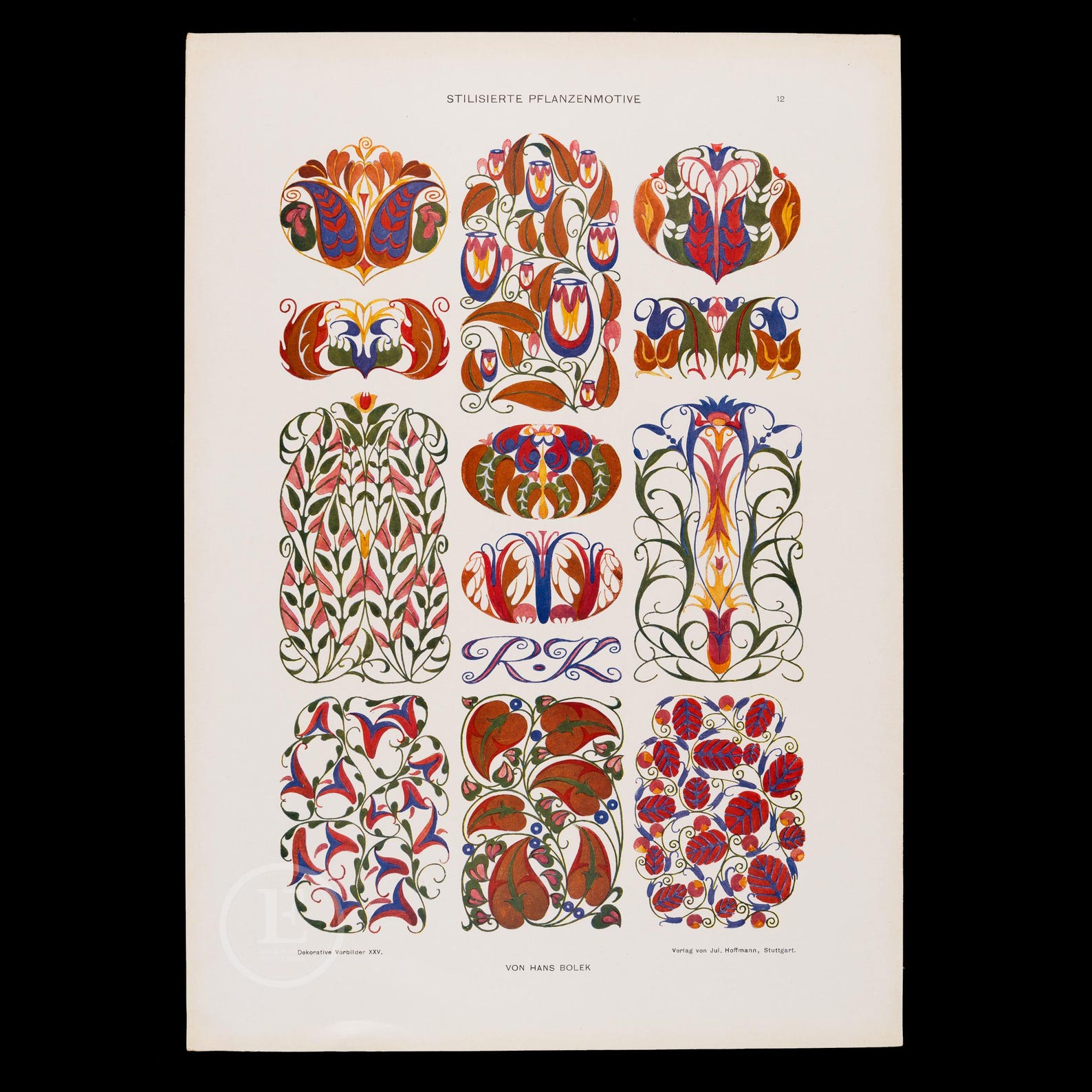 STYLIZED PLANT MOTIFS Offset Lithography 1913 Original Print From ...