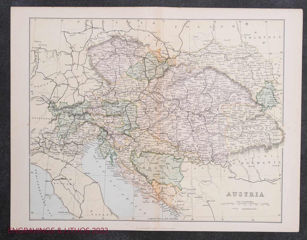 ORIGINAL Print RARE / Austria Antique Map - 19th Century - Etsy