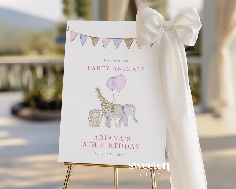 Printable Calling All Party Animals Welcome Sign Editable Template ...