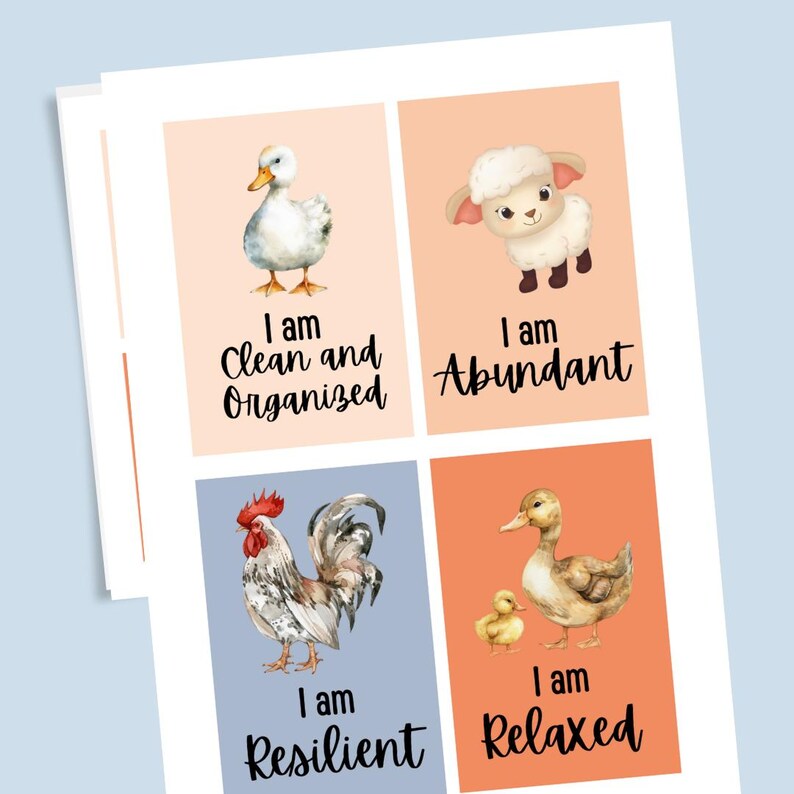 50 Printable Kids Affirmation Cards – Farm Animal-themed Positive ...