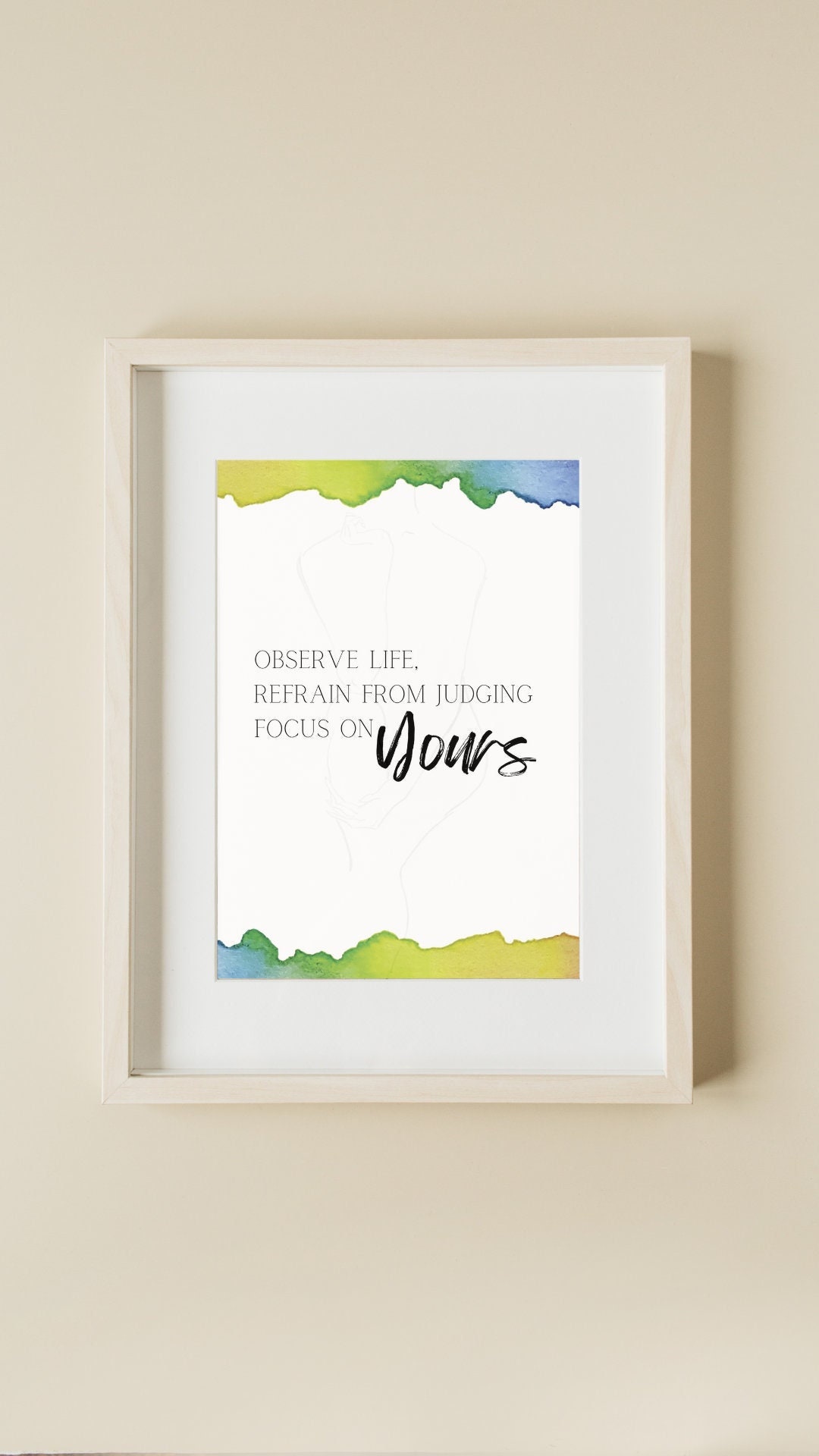 Motivational Watercolor Art Print: Observe Life Quote (digital Download ...