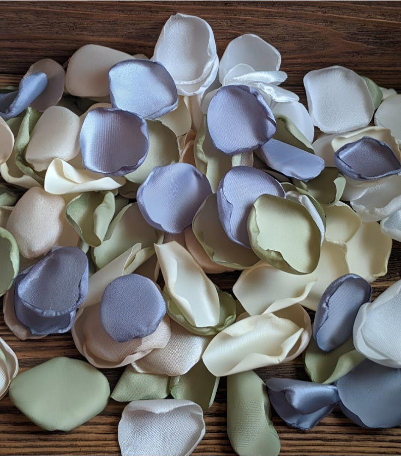 Sage Dusty Blue Satin Rose Petals Wedding Table Decor Artificial ...