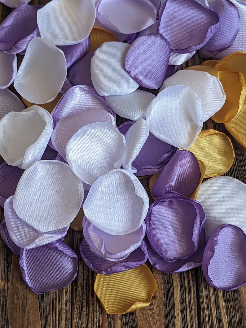 Handmade Satin Rose Petals Lilac Lavender Gold White Confetti Wedding ...