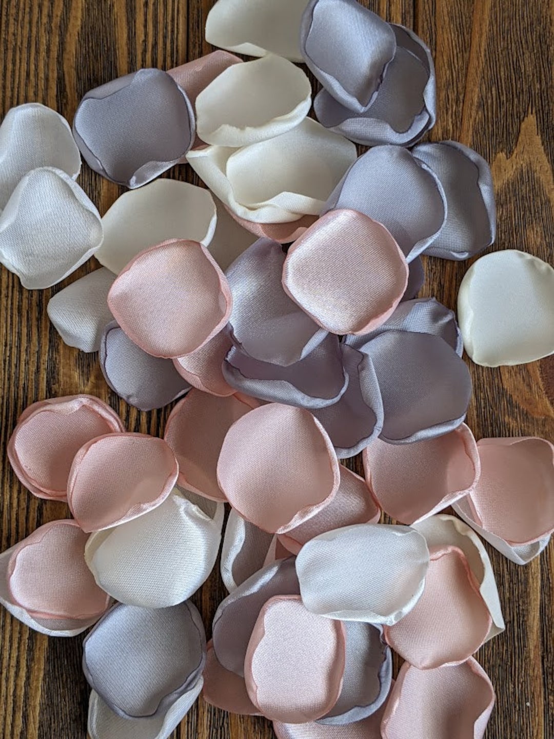 Blush Ivory Silver Satin Rose Petals: Wedding & Shower Decor - Etsy