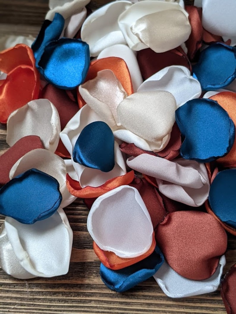 Fall Wedding Satin Rose Petals: Burnt Orange, Teal, Champagne ...