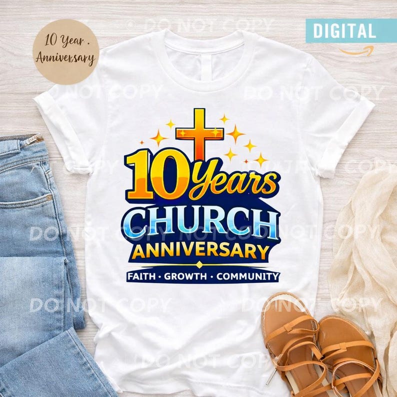 10 Year Church Anniversary PNG | Shirt Design (digital Download) - Etsy