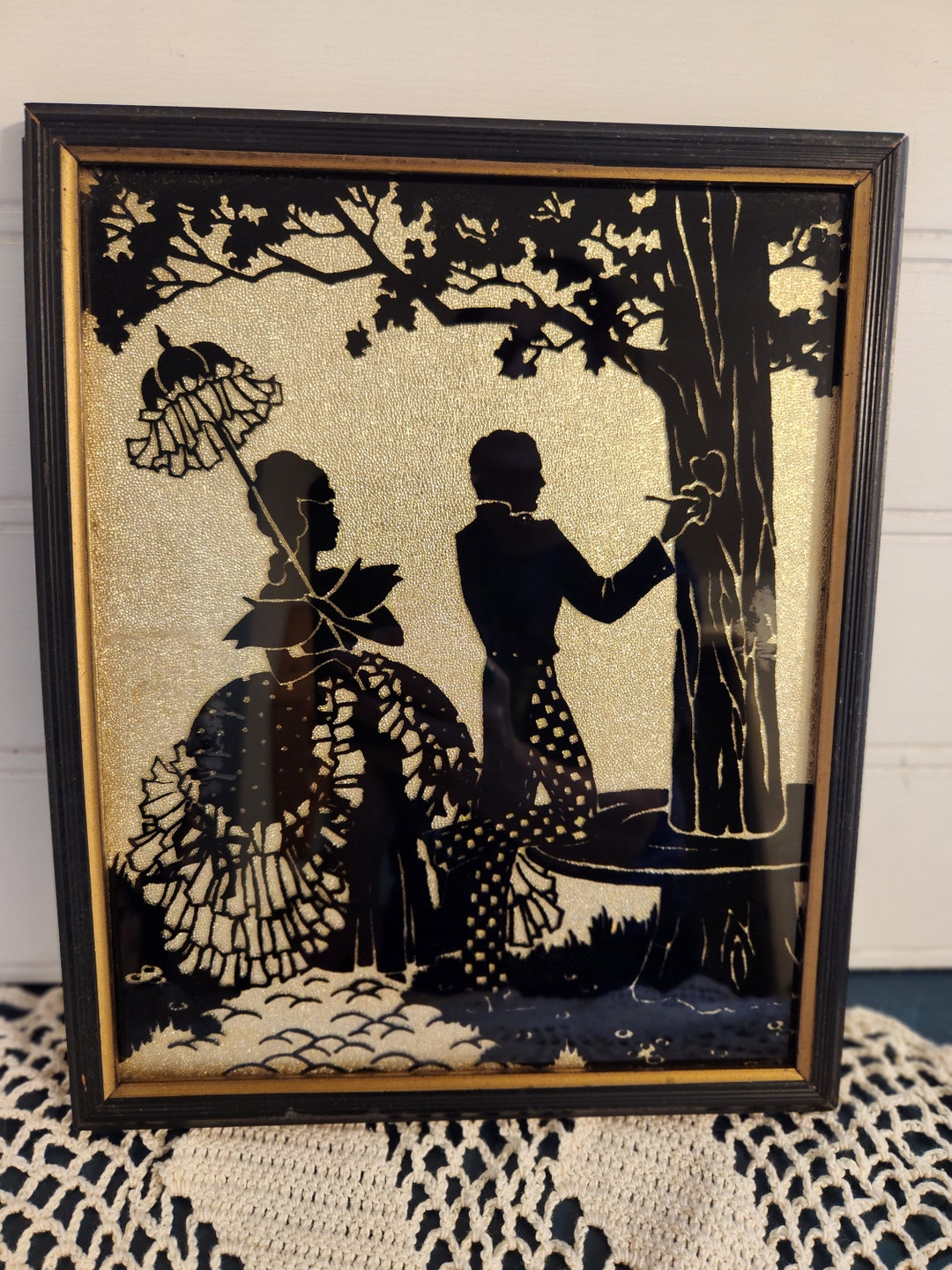 Peter Watson Studios Vintage Silhouette Art With Gold Background - Etsy